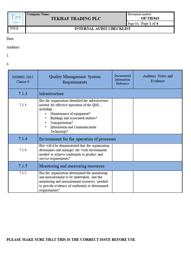 Checklist For Maintenance | PDF | Audit | Iso 9000