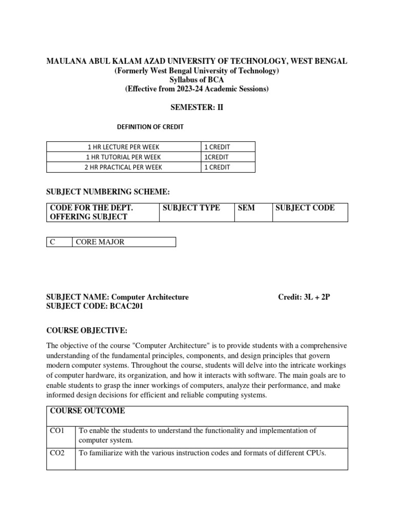 Bca Major Syllabus - 2ND Sem | PDF | Html Element | World Wide Web