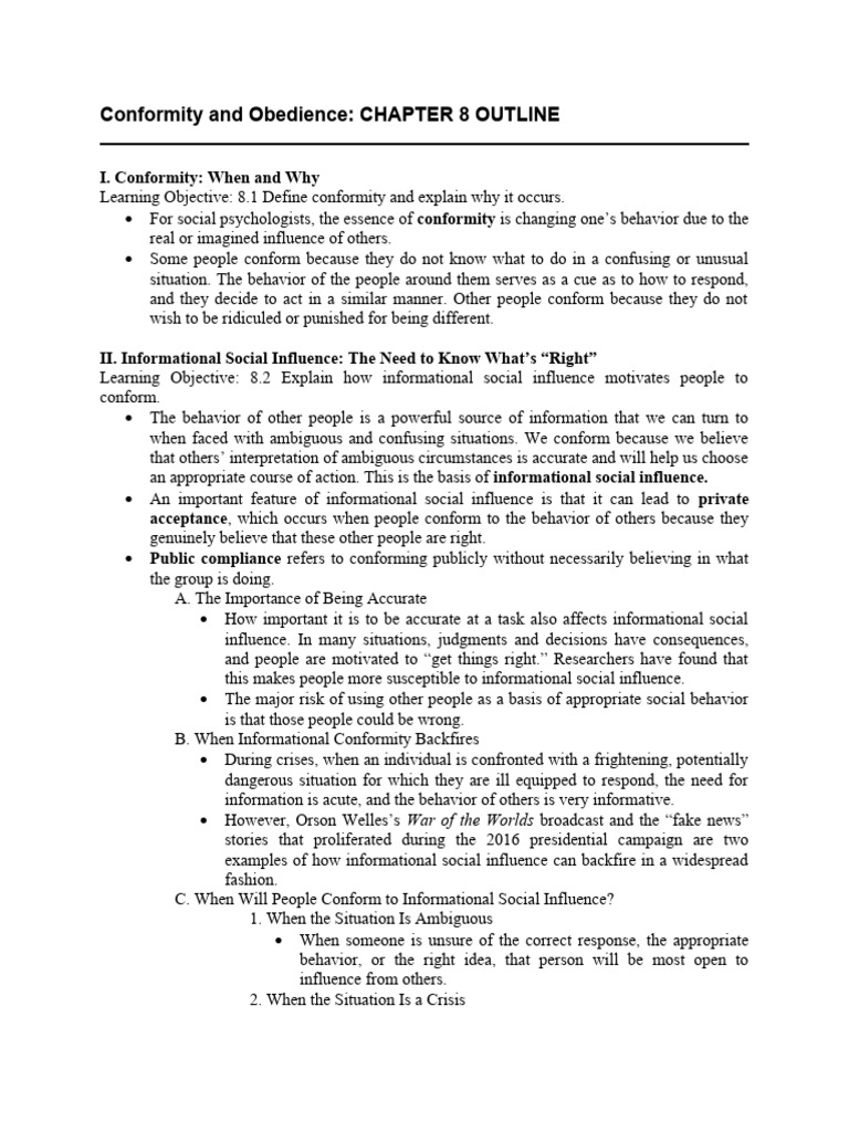 Conformity and Obedience Guide | PDF | Conformity | Obedience (Human ...