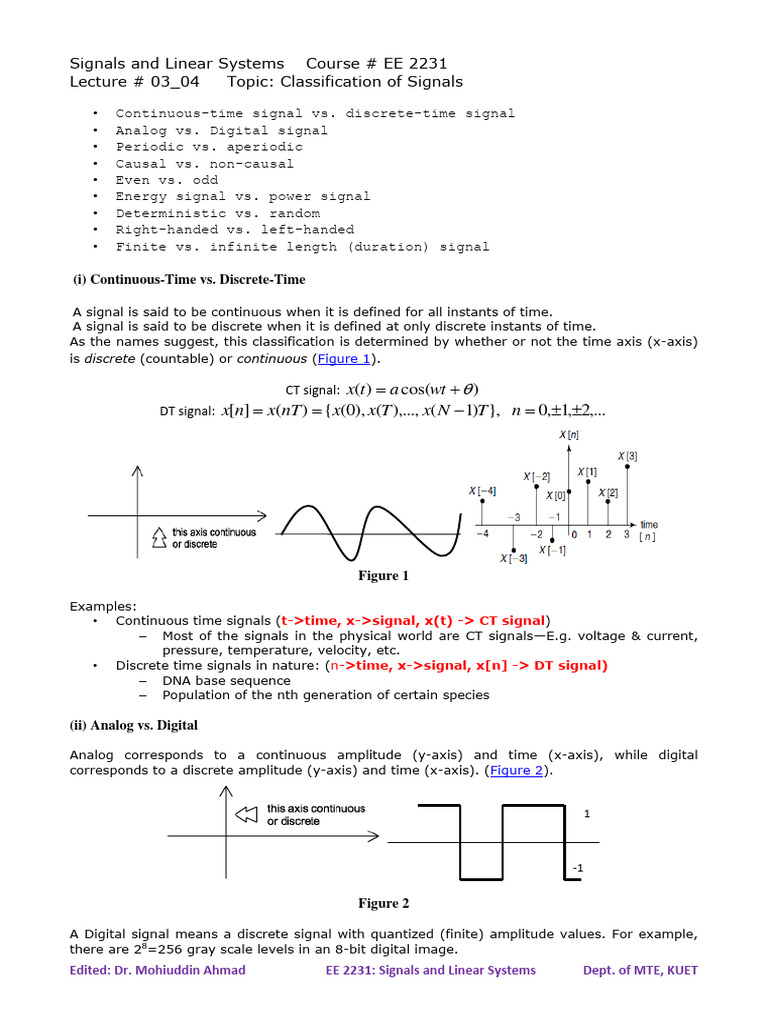Lecture03 - 04 - EE2231 - Classification of Signals | PDF | Discrete Time And Continuous Time ...