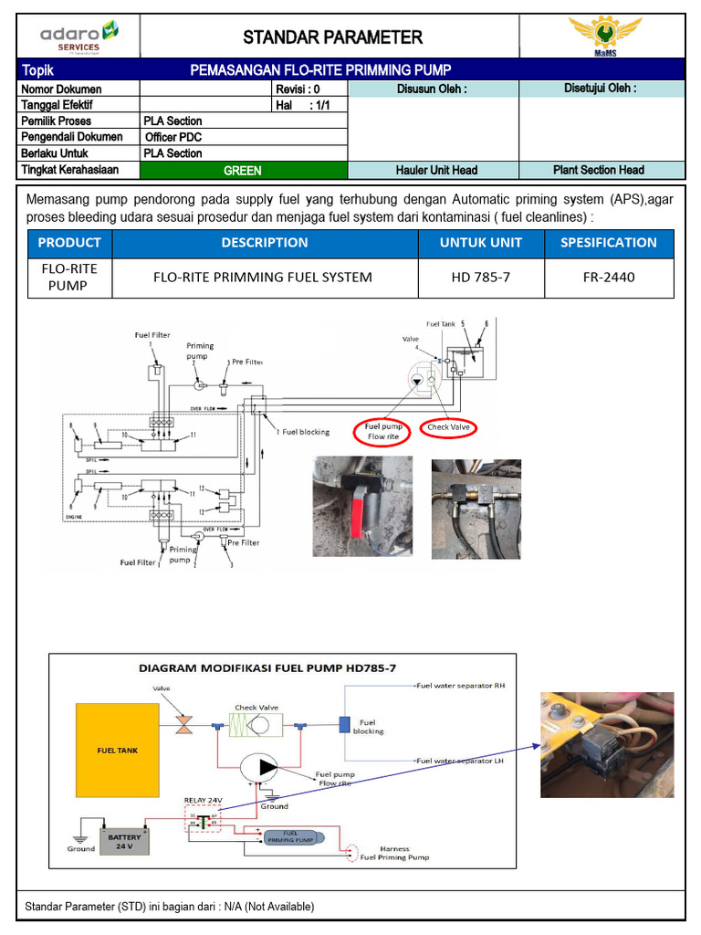 STD - Pemasangan Flo-Rite Primming Pump | PDF | Teknologi & Rekayasa