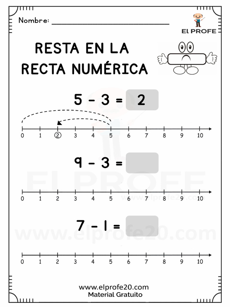 fichas_resta_en_la_recta_numerica_elprofe20 | PDF
