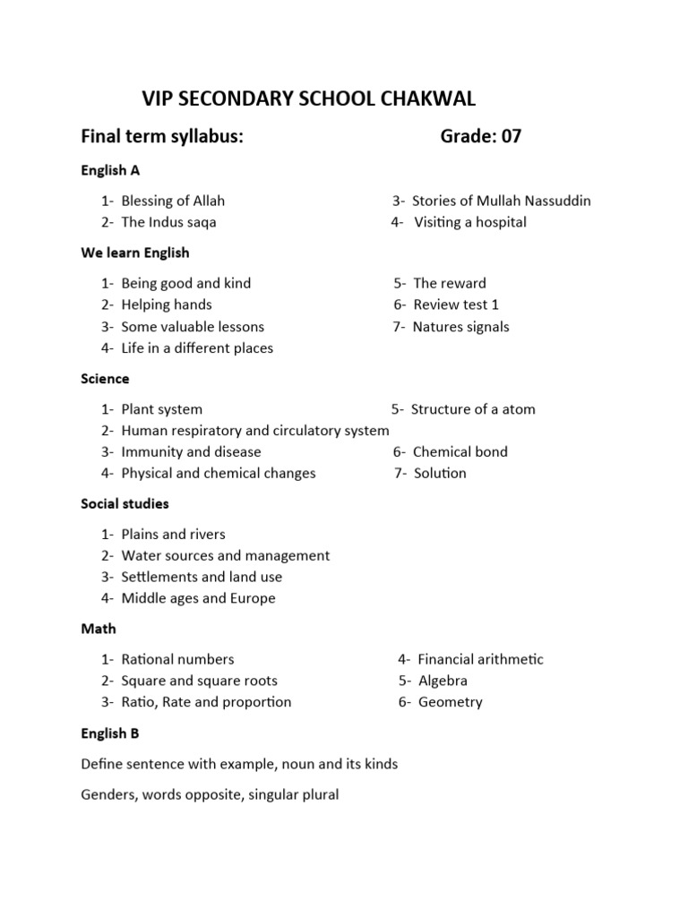 Vip Secondary School Grade 7 | PDF