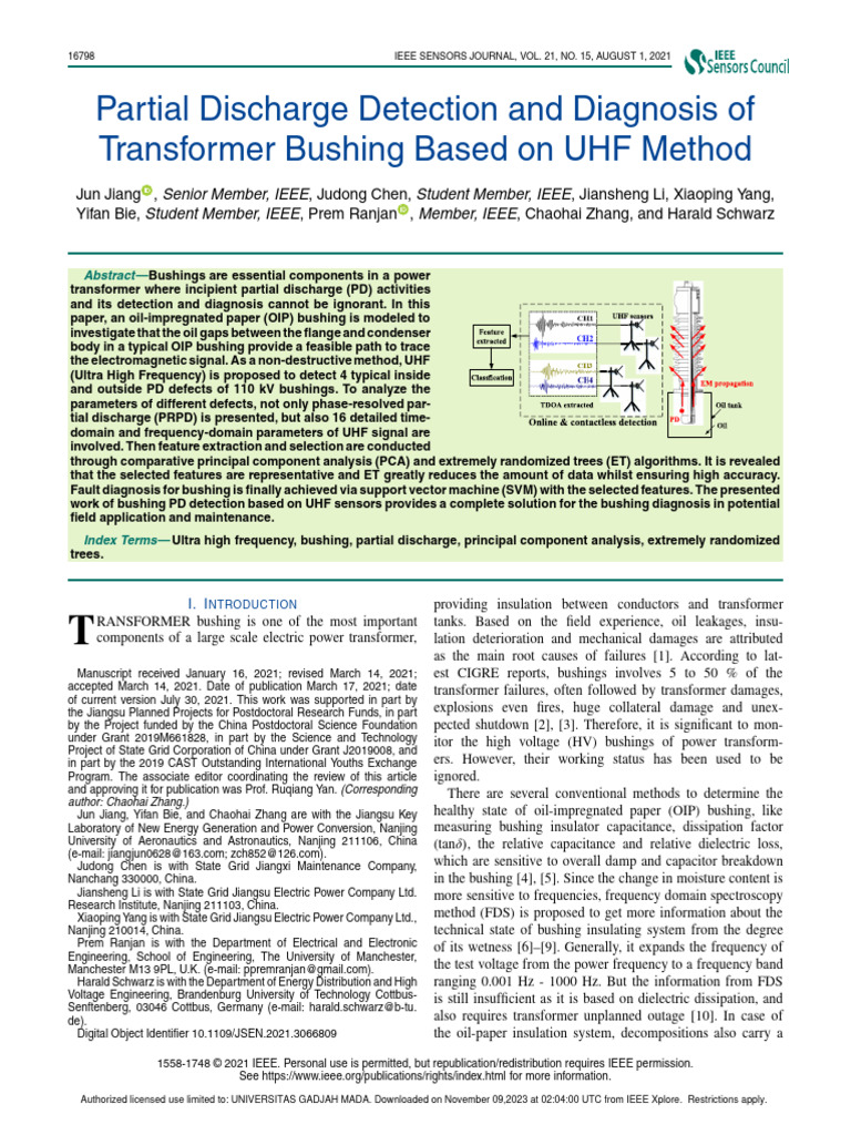 Partial Discharge Detection and Diagnosis of Transformer Bushing Based On UHF Method | PDF ...