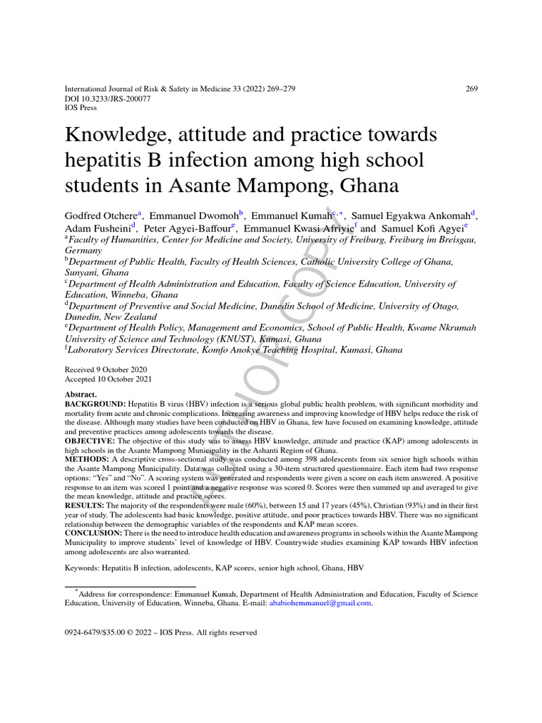 Knowledge Attitude and Practice Towards | PDF | Hepatitis B | Hepatitis