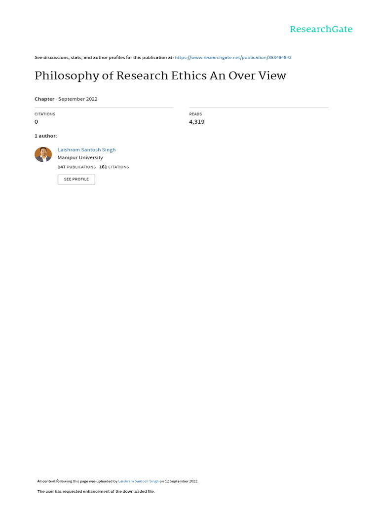 Philosophyof Research Ethics An Over View | PDF | Methodology ...