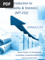 Biostatistics Formula Sheet | PDF