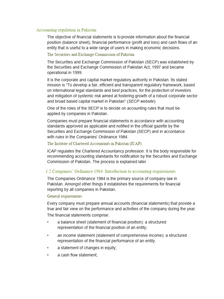 Accounting Regulation in Pakistan | PDF | Balance Sheet | Income Statement
