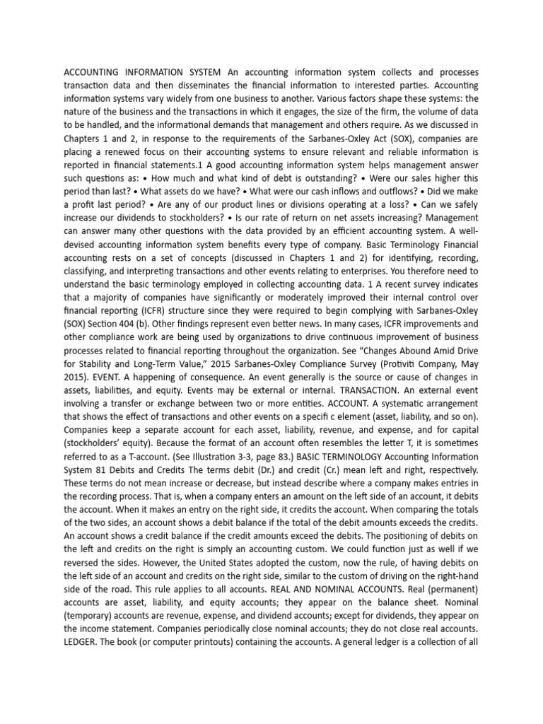 Accounting Information System An Accounting Information System Collects And Processes