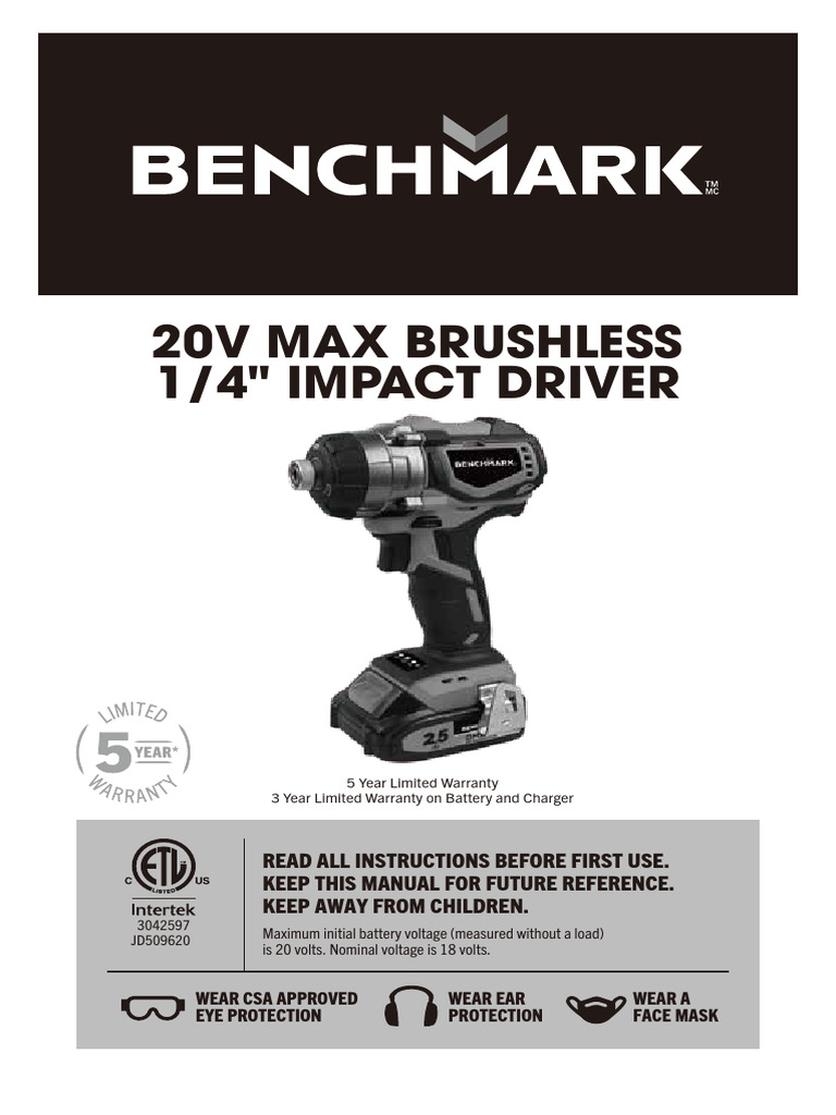 1239-300 20V Max Brushless Impact Driver | PDF | Rechargeable Battery ...