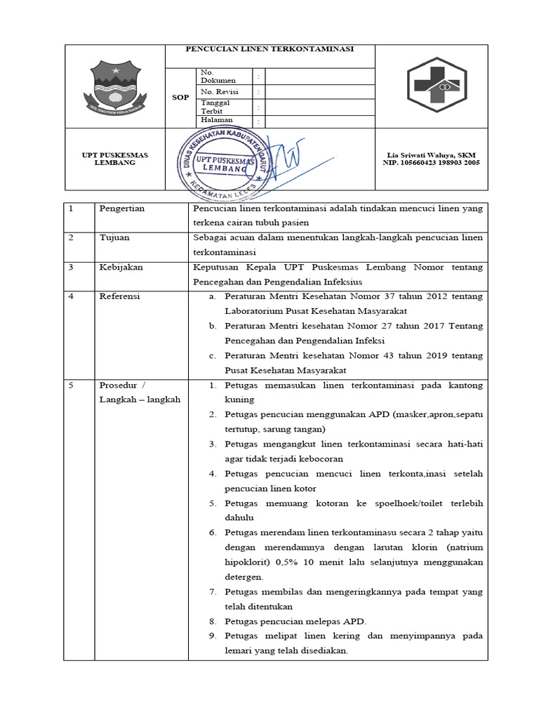 Pencucian Linen Infeksius | PDF
