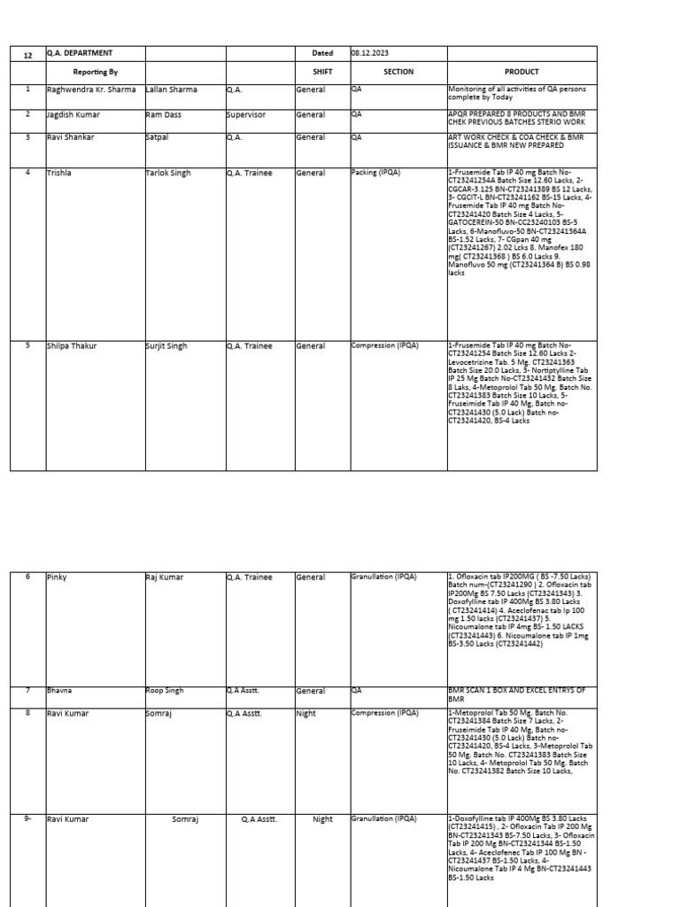 Daily Report Format Q.A 08.12.2023 | PDF