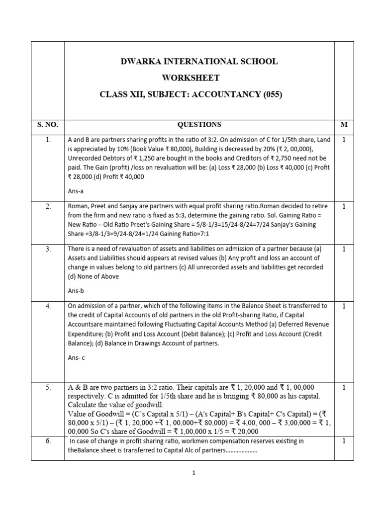 Worksheet Accounts Ut 1 Refrence | PDF | Goodwill (Accounting ...