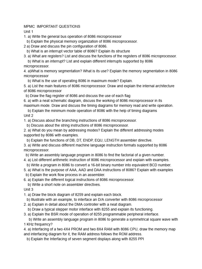 MPMC Important Questions | PDF