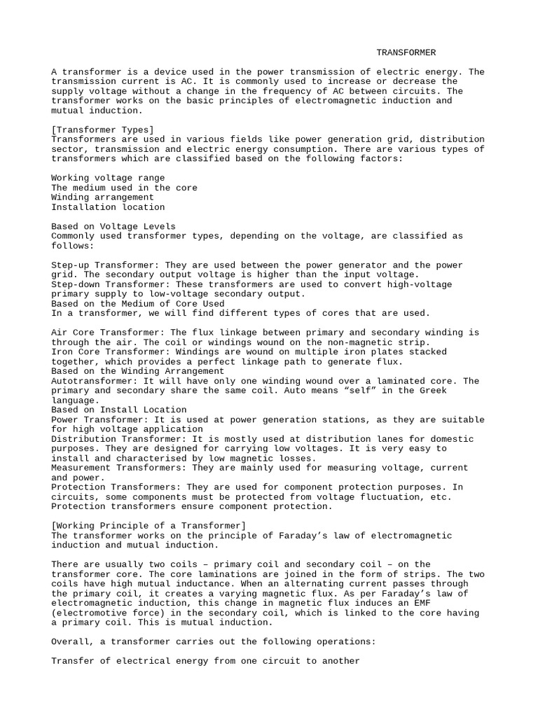 TRANSFORMER | PDF | Transformer | Inductor TRANSFORMER | PDF | Transformer | Inductor