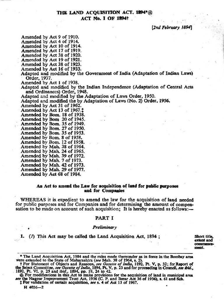 Land Acquisition Act Amendments 1984 | PDF | Government | Justice
