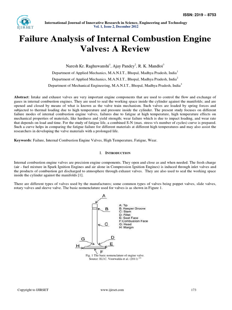 Failure Analysis of Internal Combustion | PDF | Wear | Fatigue (Material)