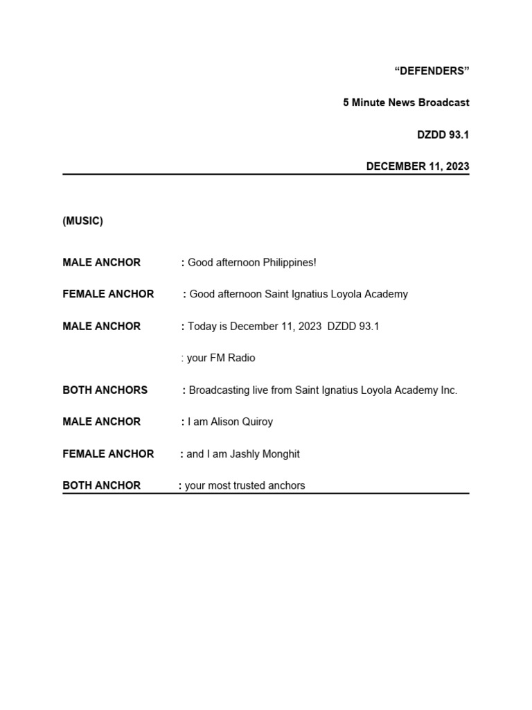 Defenders Final RB Script | PDF