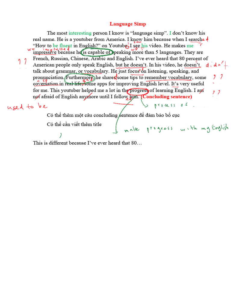 First Writing - Ping Le and Language Simp | PDF