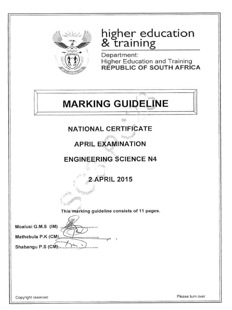 Engineering Science N4 MG Apr 2015 | PDF