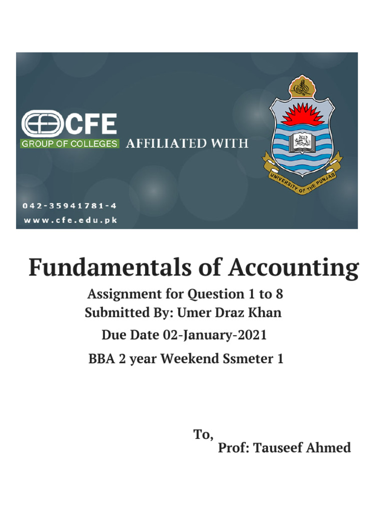 Accounting Fundamentals Assignment Solutions | PDF | Debits And Credits ...