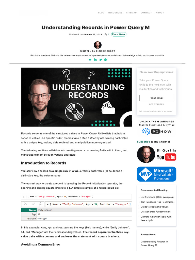Understanding Records in Power Query M | PDF