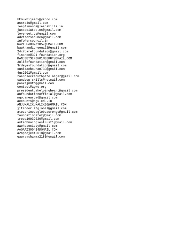NGO Email Address List | PDF