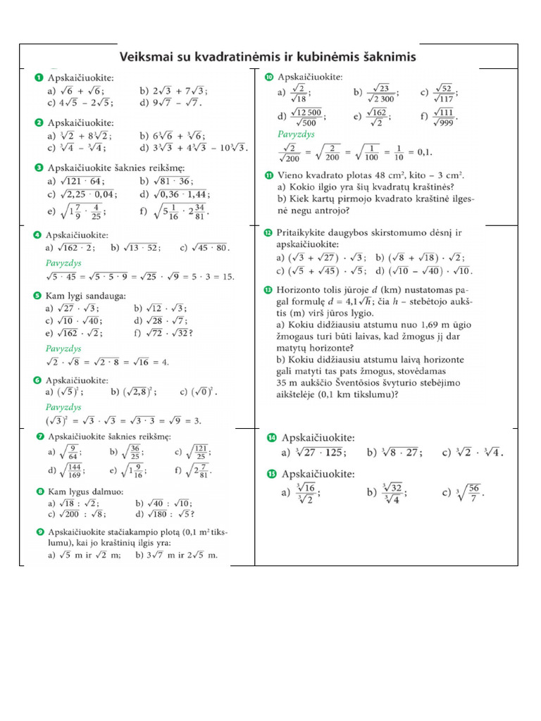 Veiksmai Su Saknimis | PDF