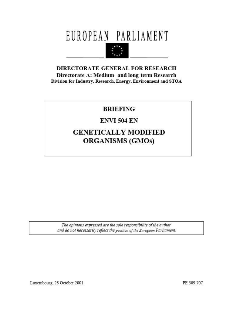 DG-4-ENVI_NT(2001)309707_EN | PDF | Genetically Modified Organism ...