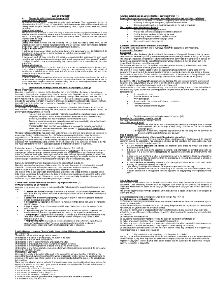 Law of Copyright | PDF | Copyright | Copyright Infringement