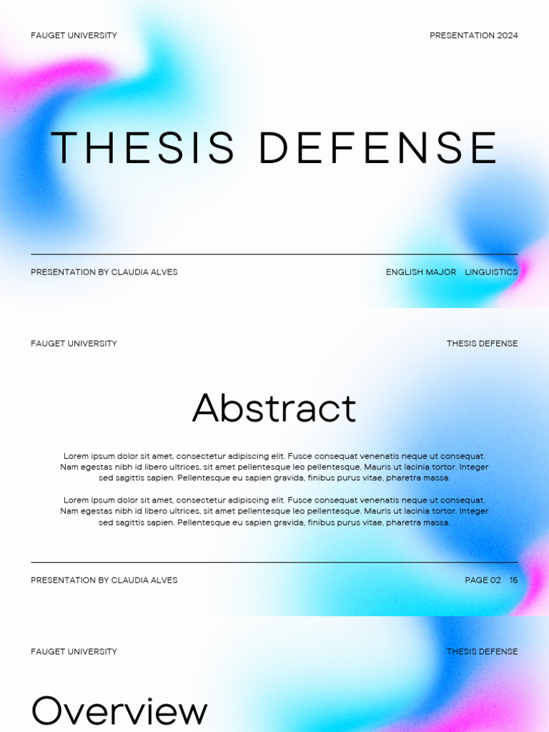 Blue and White Gradient Minimalist Thesis Defense Presentation | PDF ...