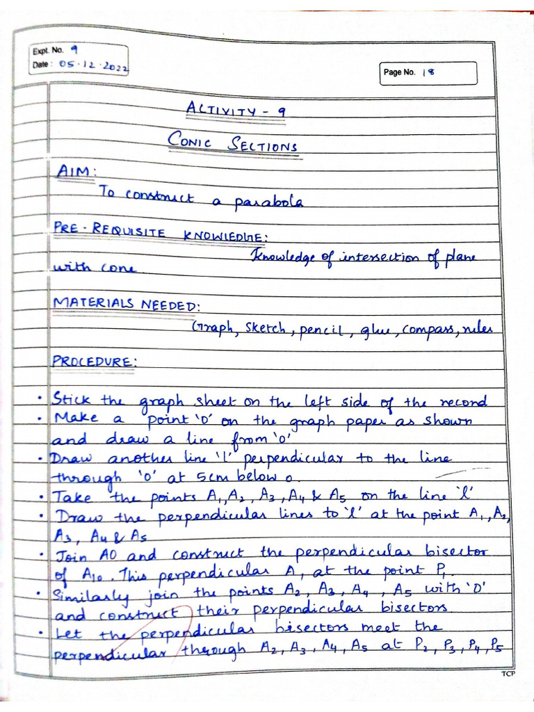 Activity 9 Conic Sections Pdf