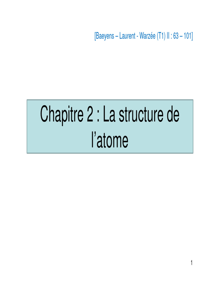 Structure et Modèles de l'Atome | PDF | Configuration électronique ...