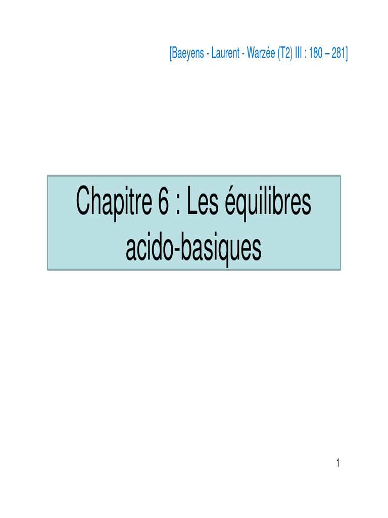 6-Les Équilibres Acido-Basiques | PDF | Acide | Dissociation (chimie)