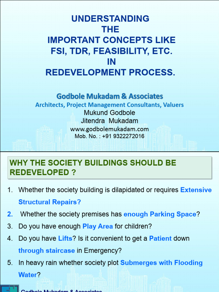 FSI TDR Concepts in Redevelopment | PDF | Real Estate Appraisal | Leasehold Estate