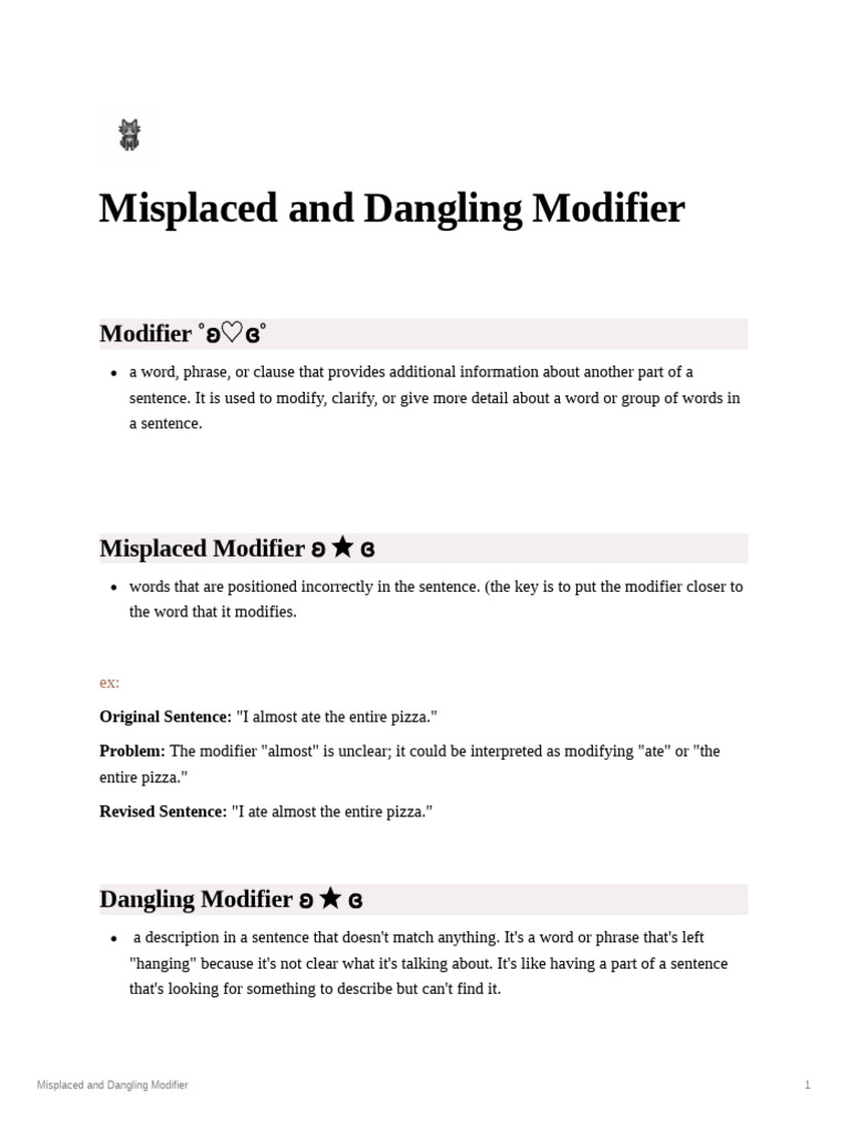 Misplaced and Dangling Modifier | PDF