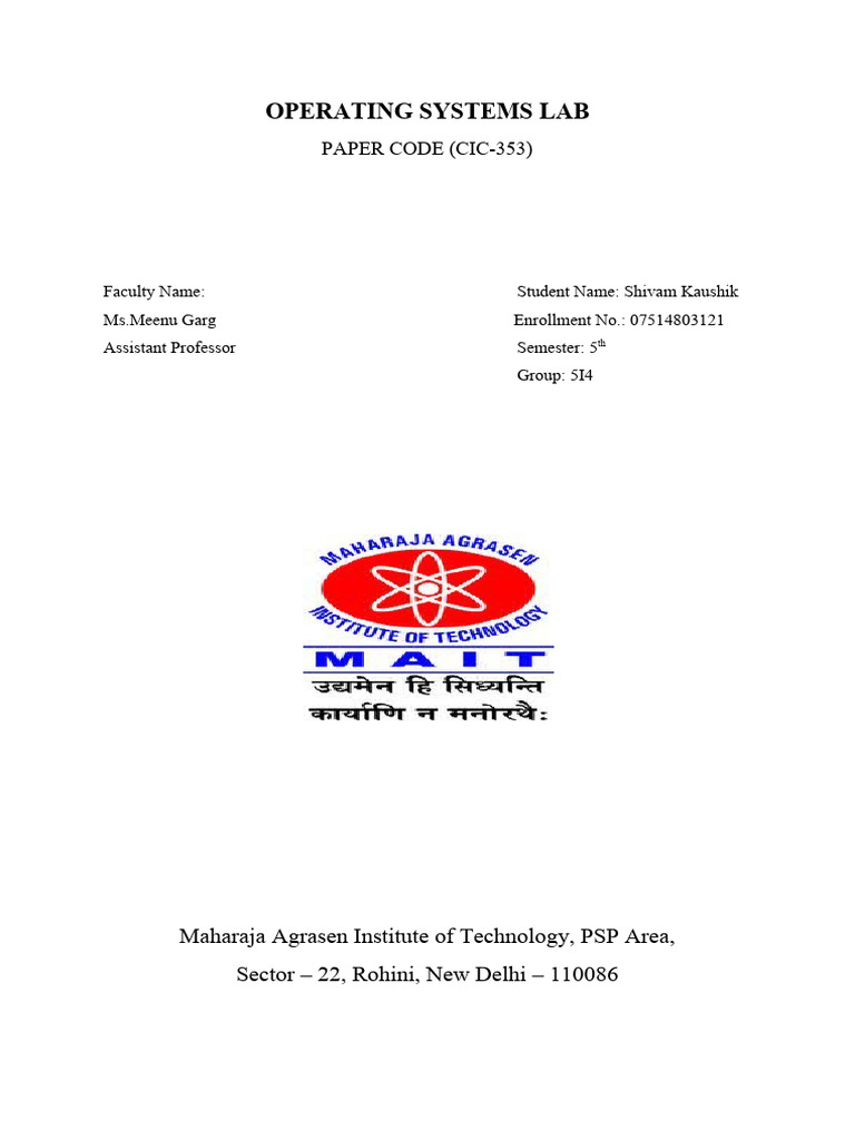 Operating Systems Lab Pdf Computer Programming Computing