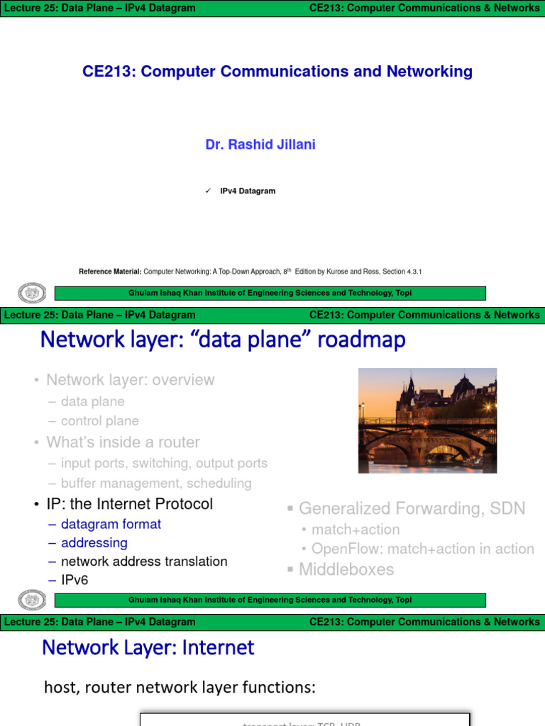 CCNet Lect 25 (Data Plane - IP Datagram) | PDF | Internet Protocols | Computer Network