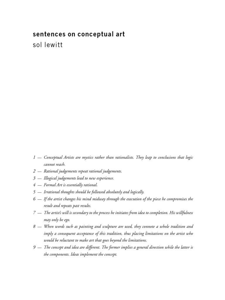 LeWitt Sol 1969 1999 Sentences On Conceptual Art | PDF | Idea | Perception