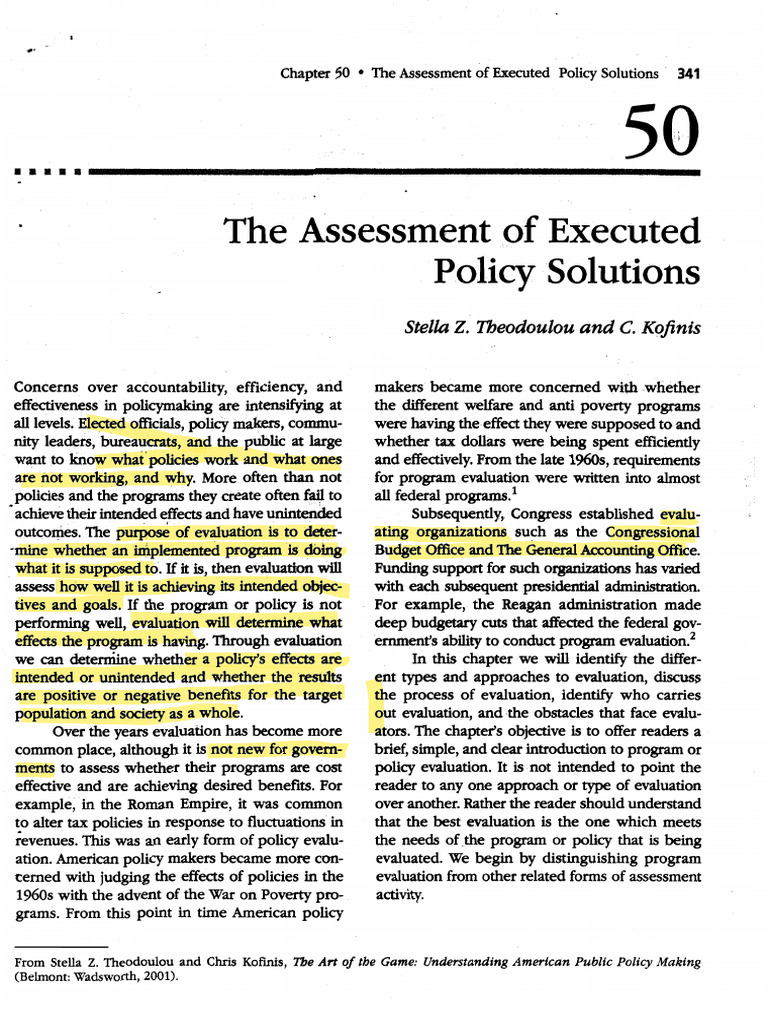 S23 The Assessment of Executed Policy Solutions | PDF
