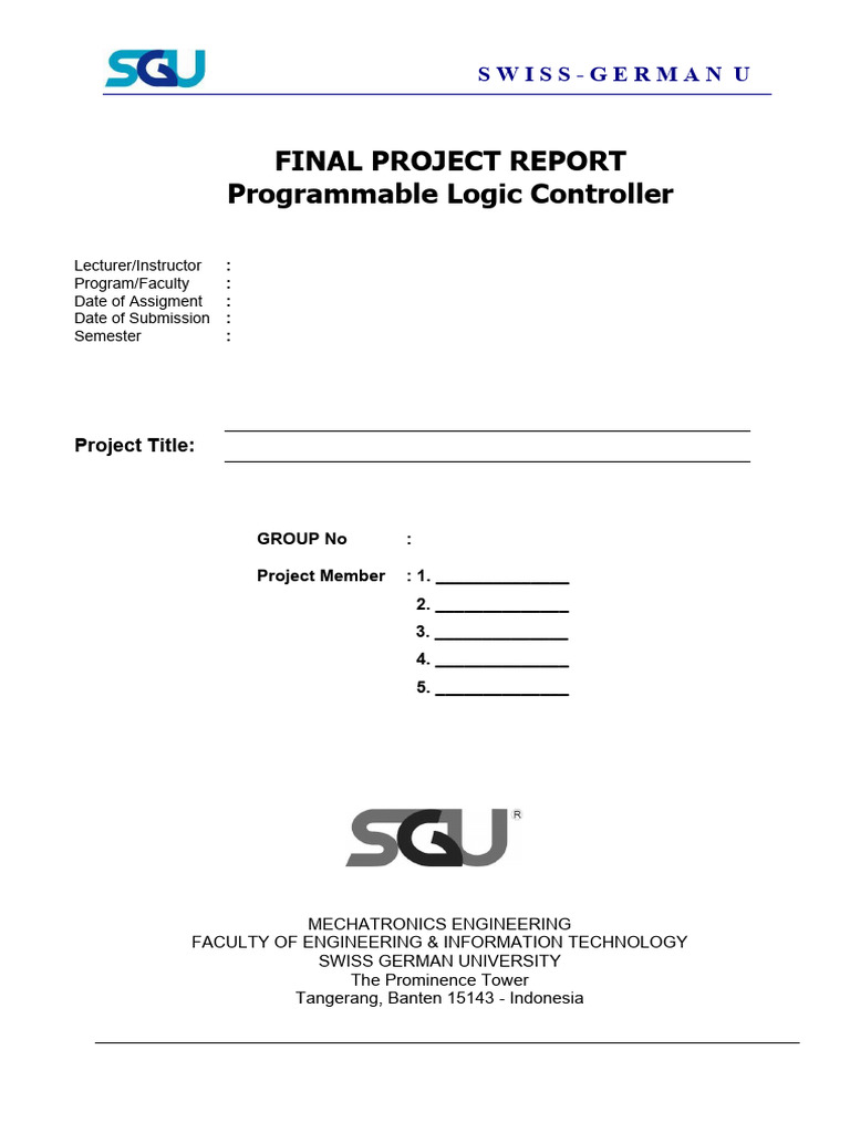 Final Exam Project Report Template PLC | PDF | Programmable Logic Controller | System