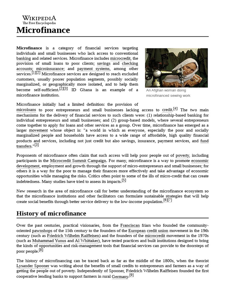 Microfinance | PDF | Microfinance | Microcredit