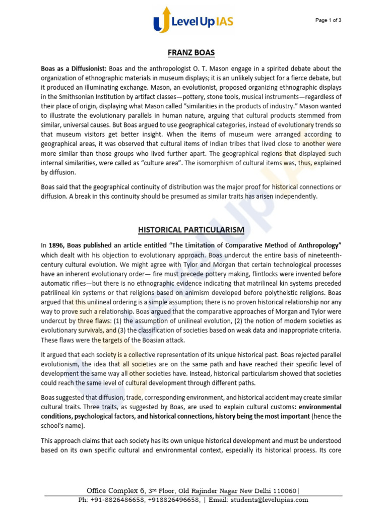 03.historical Particularism Handout 03 | PDF | Franz Boas | Anthropology