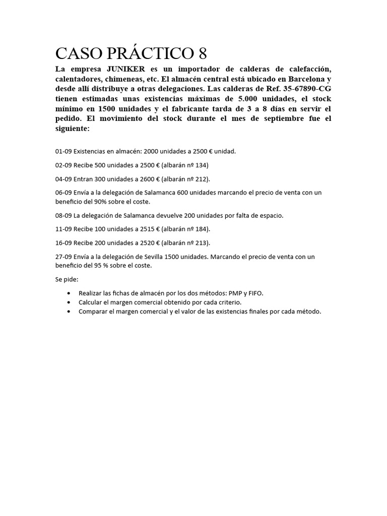 CASO PRÁCTICO 8 FIFO PMP | PDF
