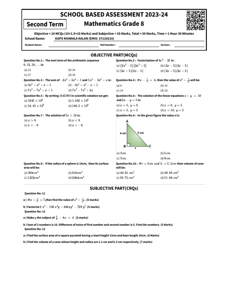 Final Paper Mcqs - Pec Ibs 2024 | PDF | Elementary Mathematics ...