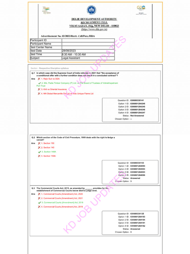 DDA Legal Assistant 2023 | PDF