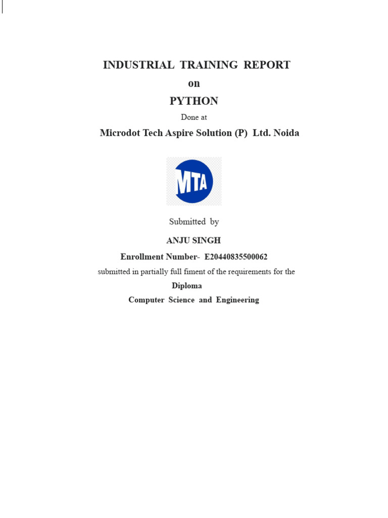 Industrial Report1 | PDF | Python (Programming Language) | Control Flow