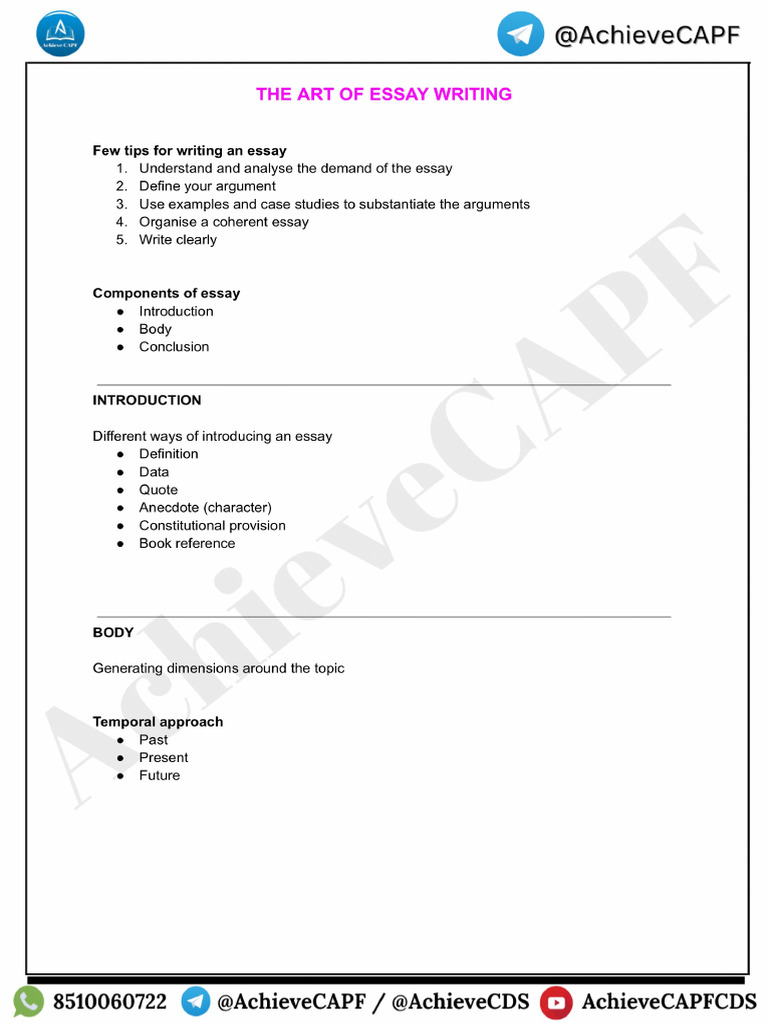 How To Write Essay Achievecapf Pdf