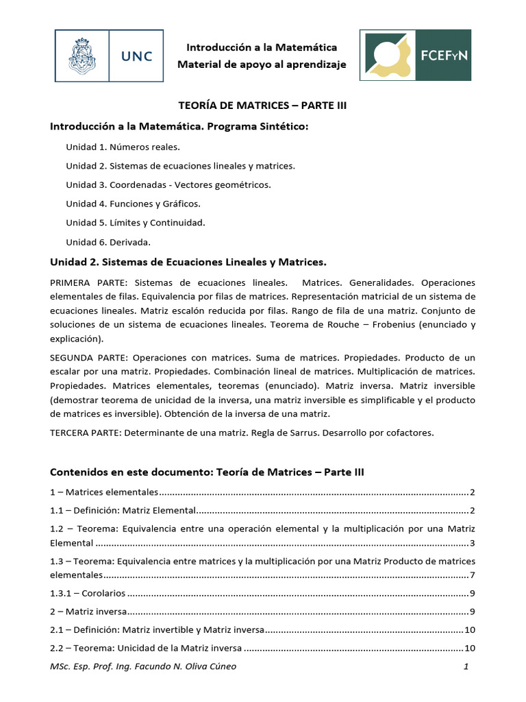 IM - U2 - Matrices - Parte 3 v2 | PDF | Matriz (Matemáticas) | Ecuaciones