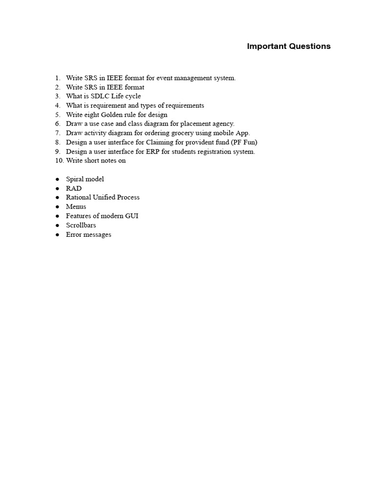 Important Questions OOSE | PDF